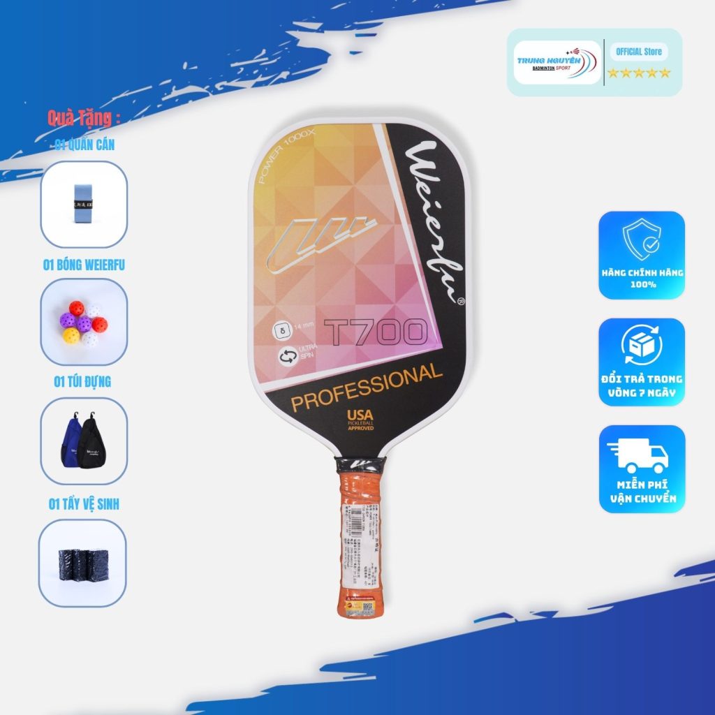 Vợt Pickleball Weierfu T700 Power 1000X - 14mm Chính Hãng - Trung ...