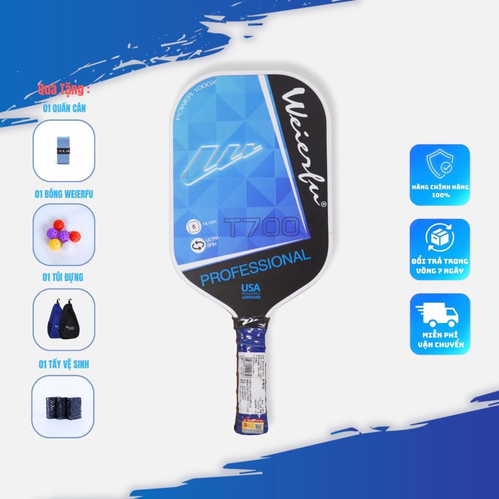 Vợt Pickleball Weierfu T700 Power 1000X - 14mm Chính Hãng - Trung ...